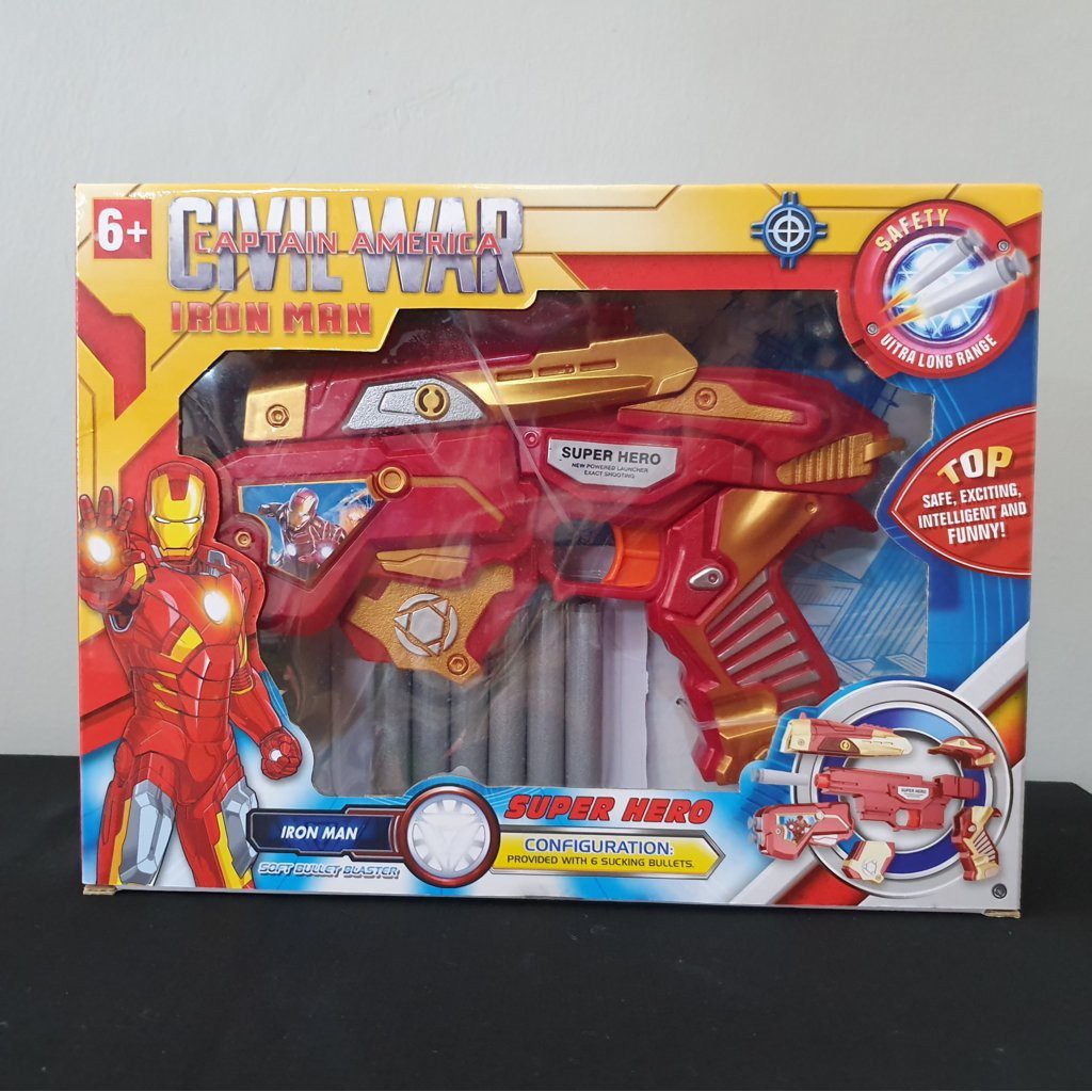 Jual Mainan Pistol Nerf Blaster Avangers Iron Man Merah. tembakan ...