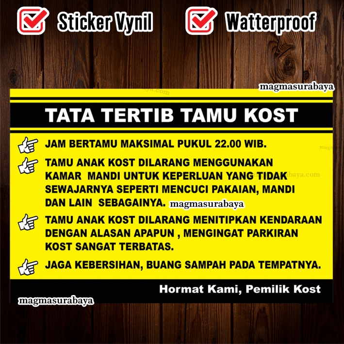 Jual Stiker Tata Tertib Tamu Kost | Shopee Indonesia