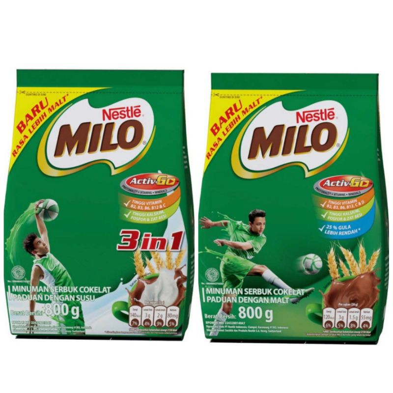 Jual MILO Health Drink Activgo & Milo 3 in 1 800g | Shopee Indonesia