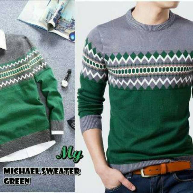 Jual MICHAEL SWEATER GREEN | Shopee Indonesia