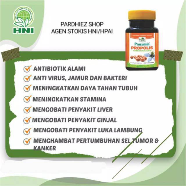 Jual PROCUMIN PROPOLIS HABBATUSSAUDA ANTI VIRIUS, BAKTERI & JAMUR HNI ...