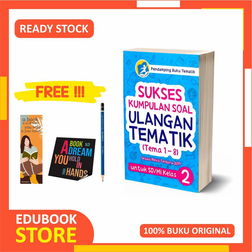 Jual BUKU SD KELAS 2 SUKSES KUMPULAN SOAL ULANGAN TEMATIK TEMA (1-8) - KATA PENA - (BONUS PENSIL ...