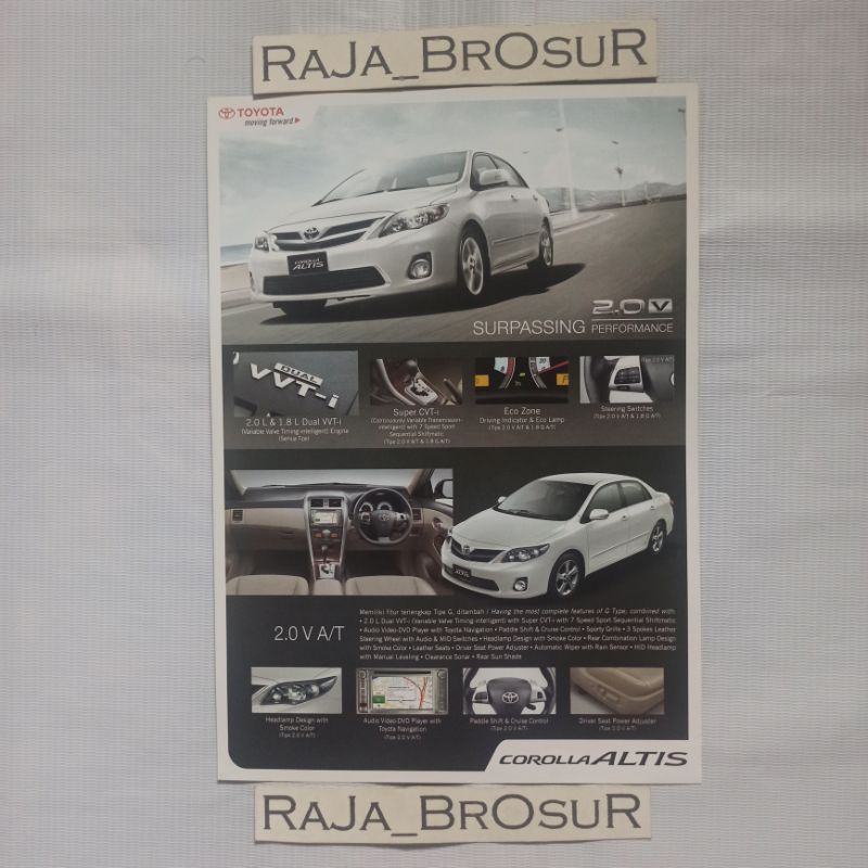 Jual Poster brosur katalog flyer Toyota Corolla Altis 2012 | Shopee ...