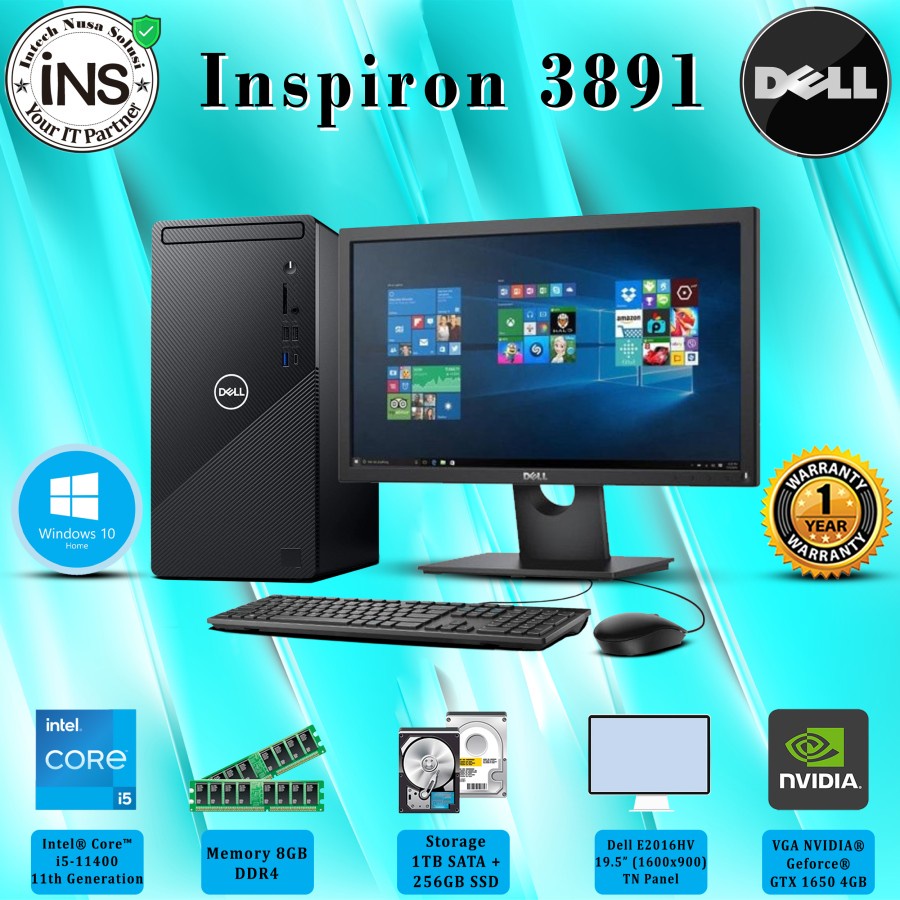 Jual PC DELL Inspiron 3891 MT i5-11400 8GB 1TB SATA + 256GB SSD VGA 4GB ...