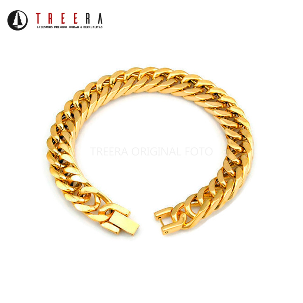 Jual Treera - Gelang Pria Titanium Gold Emas Original Premium Anti ...