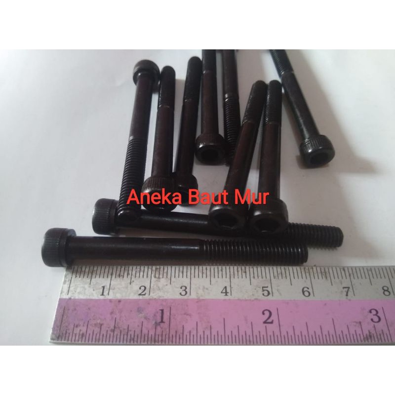 Jual Baut L Baja Hitam ukuran m8 x 60 atau baut drat 12 panjang 6cm | Shopee Indonesia