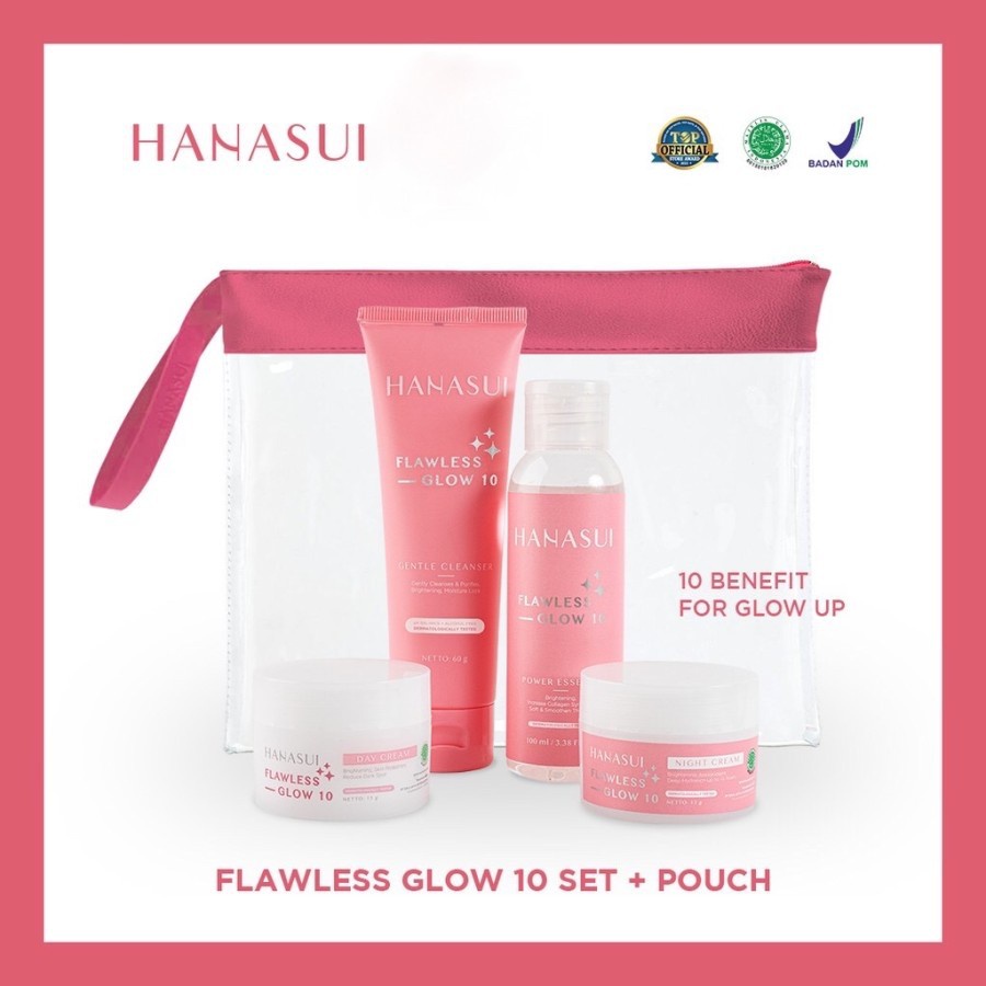 Jual HANASUI SKINCARE FLAWLESS GLOW 10 Day Cream - Night Cream - Essence Toner - Gentle Cleanser ...