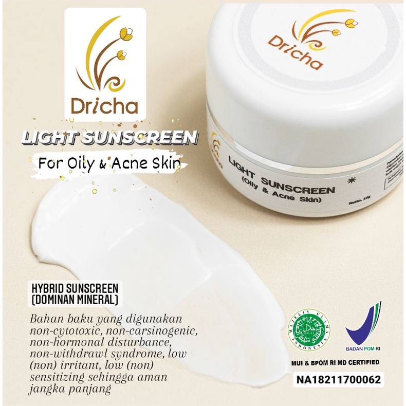 Jual DRICHA LIGHT SUNSCREEN (Oily & Acne Skin) | Shopee Indonesia