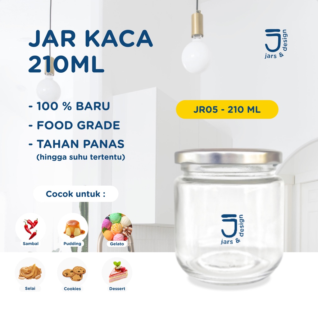 Jual JR05 - Jar Kaca Bulat 210ml / Toples Kaca Bulat 210ml | Shopee Indonesia