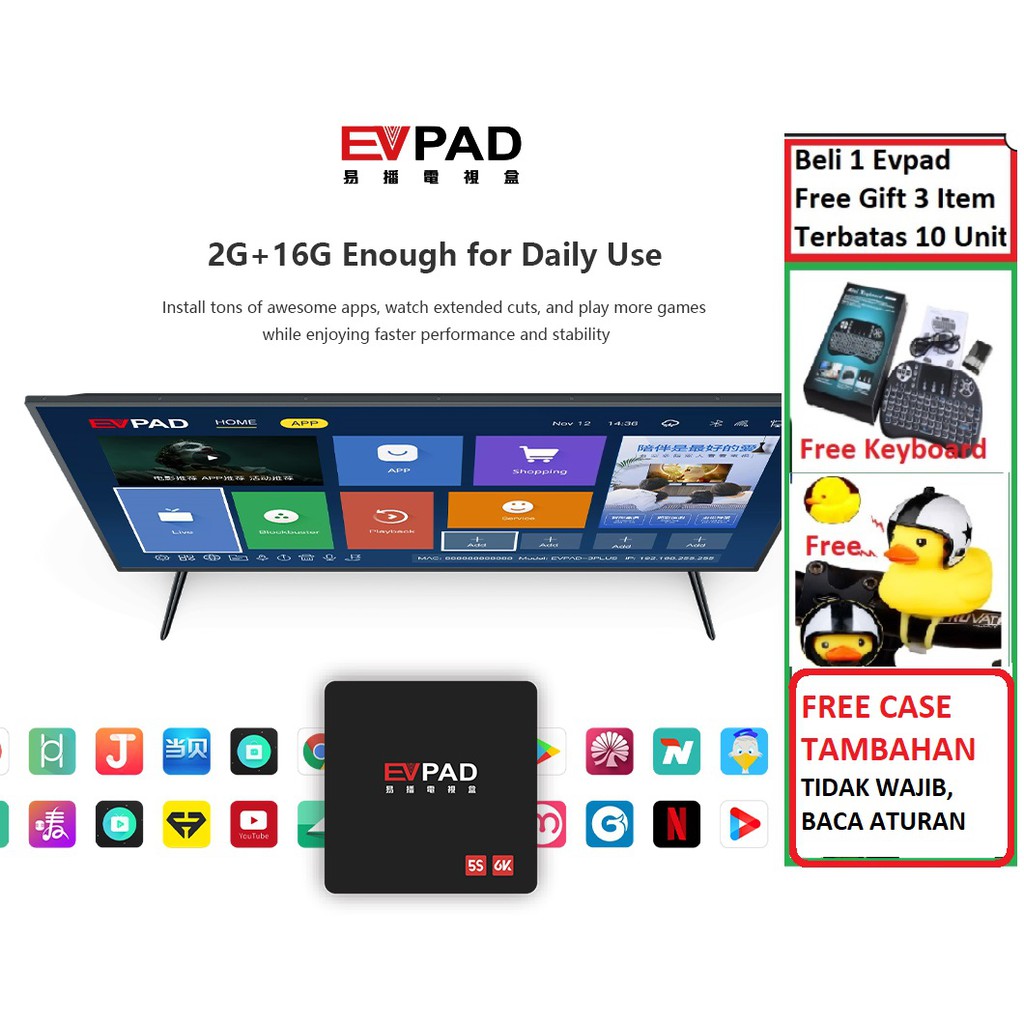 Jual EVPAD 5S Android Tv Box 6K 8Core BT4.2 Dualband WIFI 2.4G/5.8G GARANSI & Tanpa Iuran Free ...