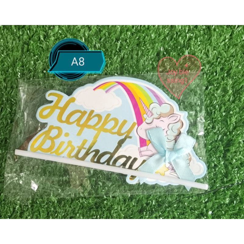 Jual TOPPER CAKE BESAR BULAT PELANGI rainbow HAPPY BIRTHDAY/topper ...