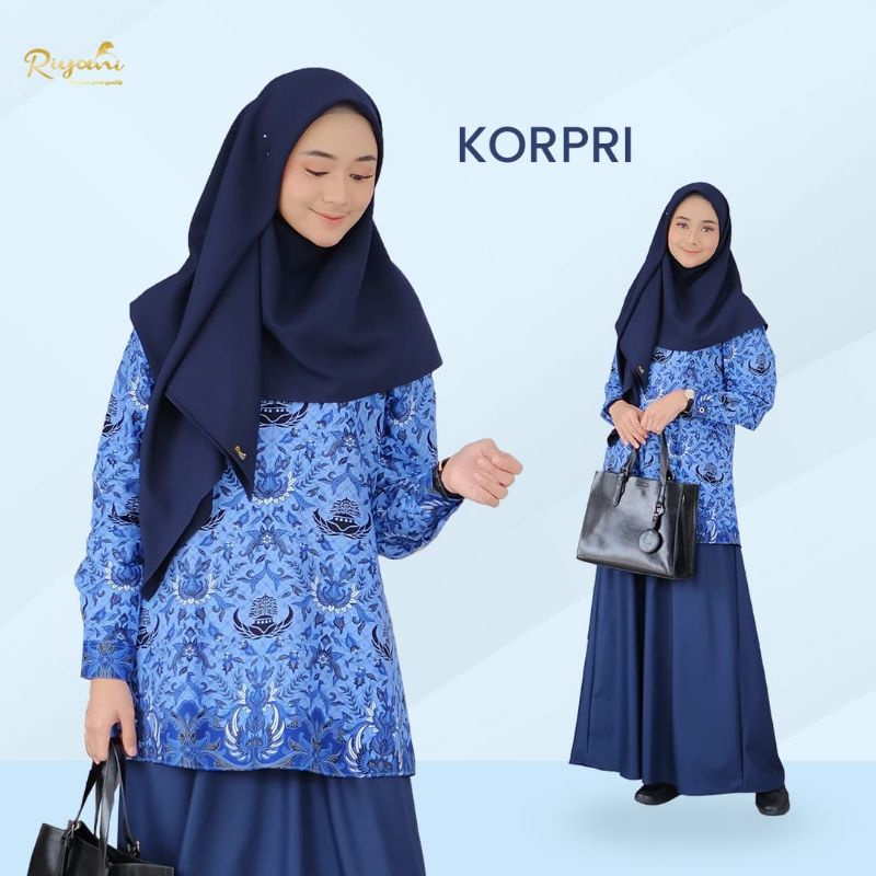 Jual Gamis/dress seragam kerja PNS korpri model atas bawah gamis batik ...