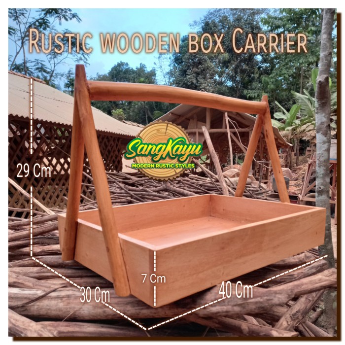 Jual Rustic wooden box Carrier kotak penyimpanan kayu serba guna full ...