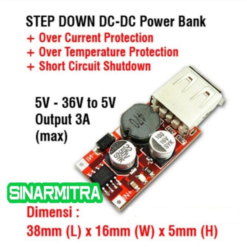 Jual Kit Power Bank Modul Step Down DC-DC 5-36V to 5V Max. 3A | Shopee Indonesia
