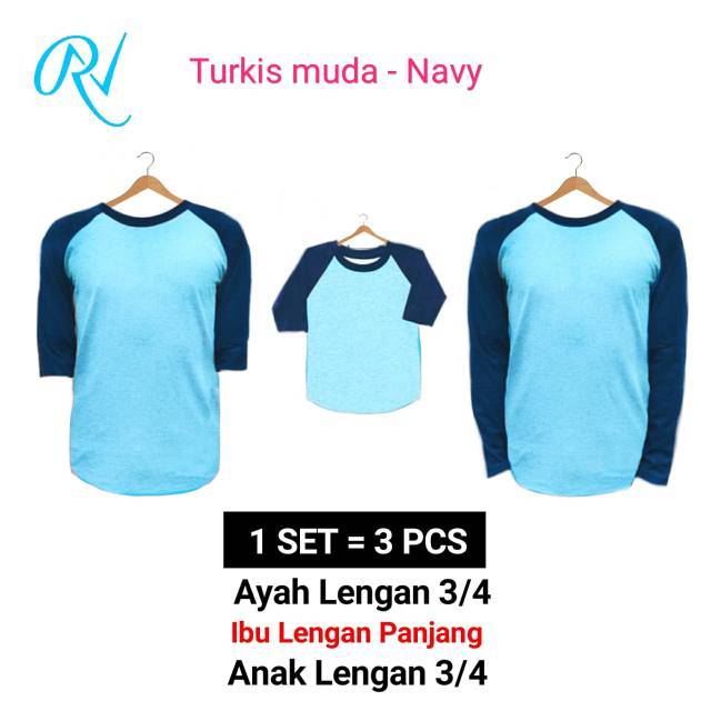 Jual Kaos raglan warna Turkish muda Lengan Navy | Shopee Indonesia