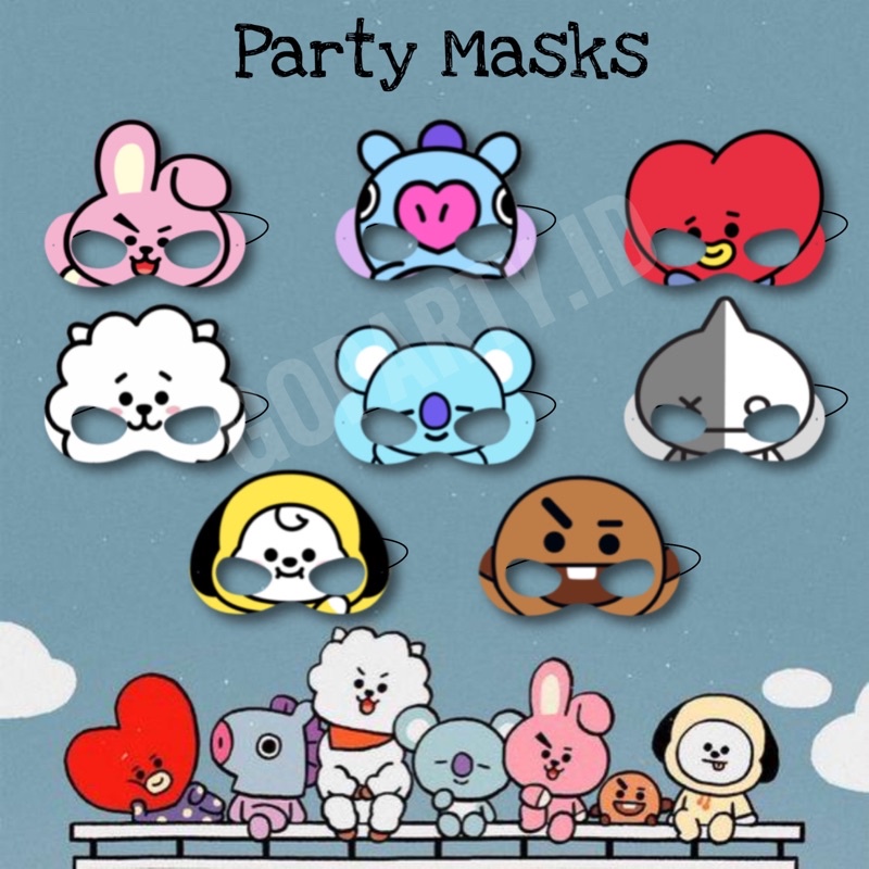 Jual BTS BT21 PARTY MASKS TOPENG KERTAS ULANG TAHUN BIRTHDAY | Shopee ...