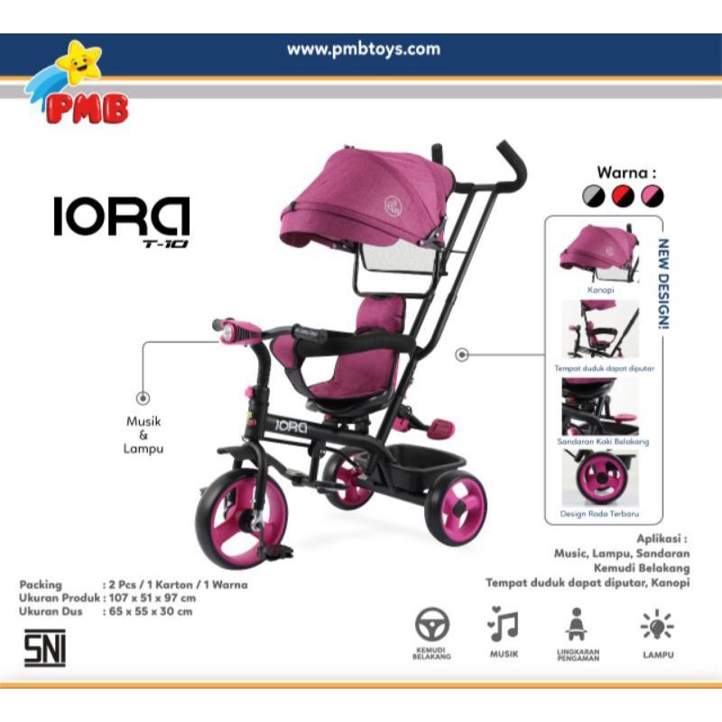 Jual Sepeda Anak PMB T10 Iora Stroller becak roda 3 anak | Shopee Indonesia