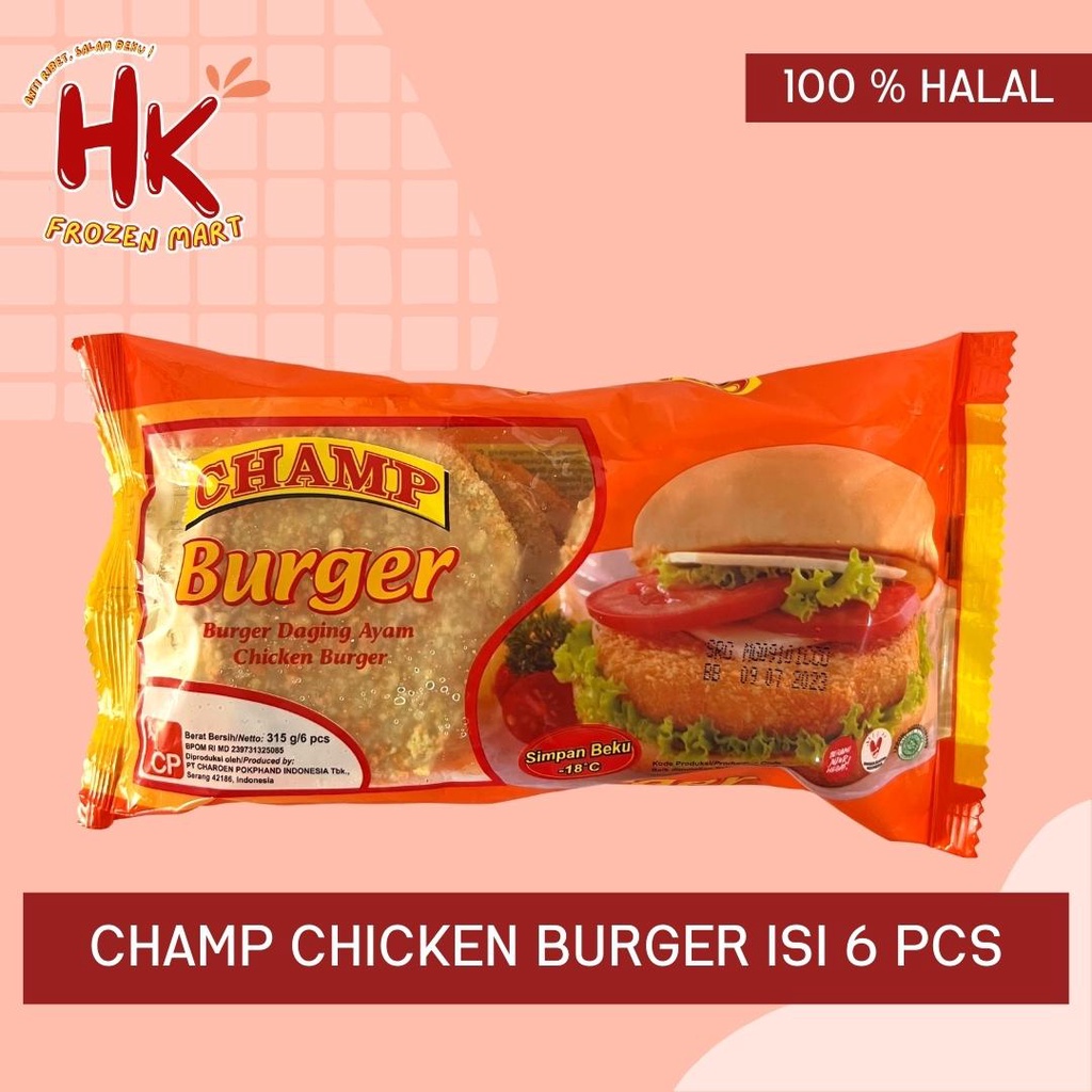 Jual Champ Chicken Burger isi 6pcs (isian burger ayam crispy jofrans ...