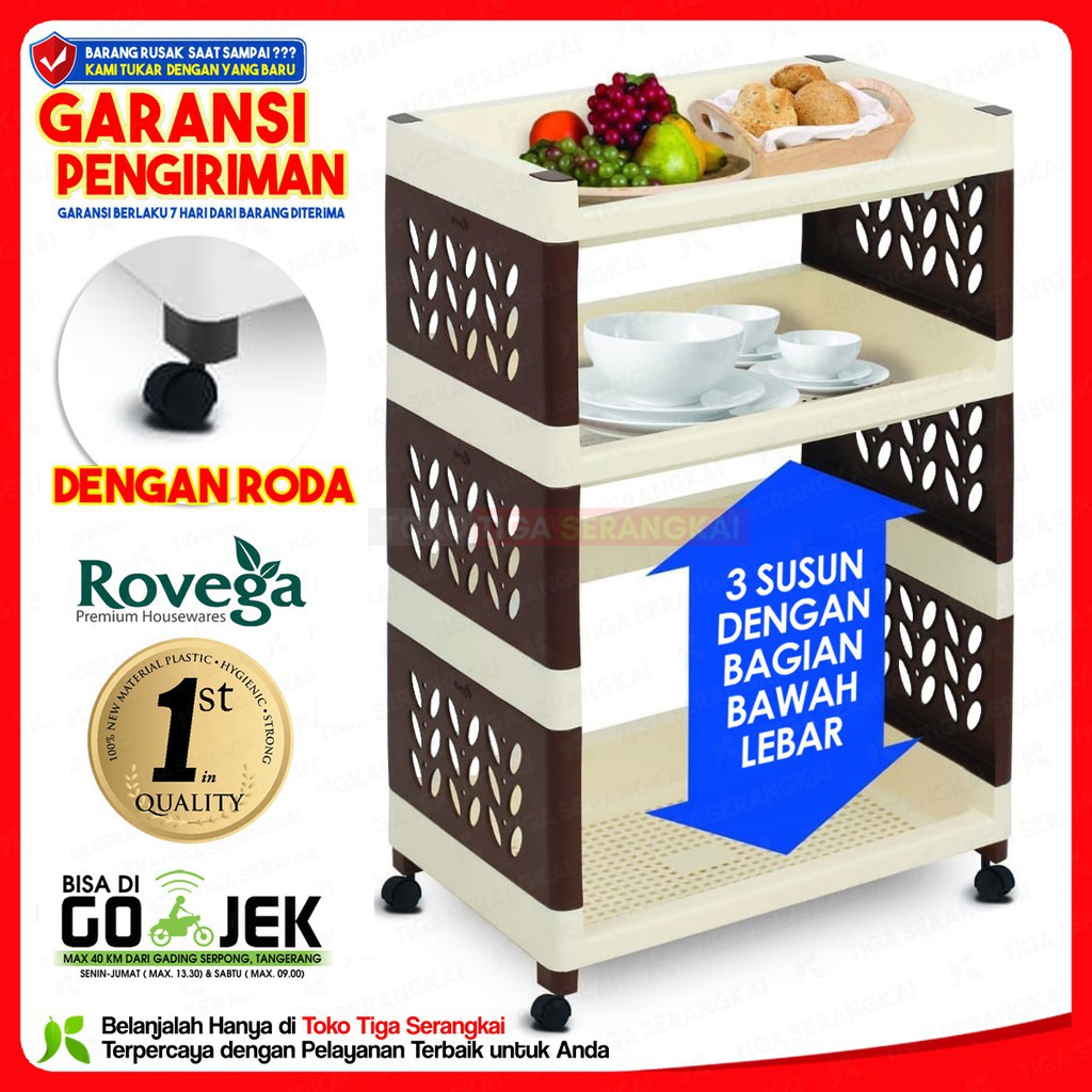 Jual Rovega Supra Rak Troli Barang Makanan Meja Dorong 3 Susun SMW-310 ...