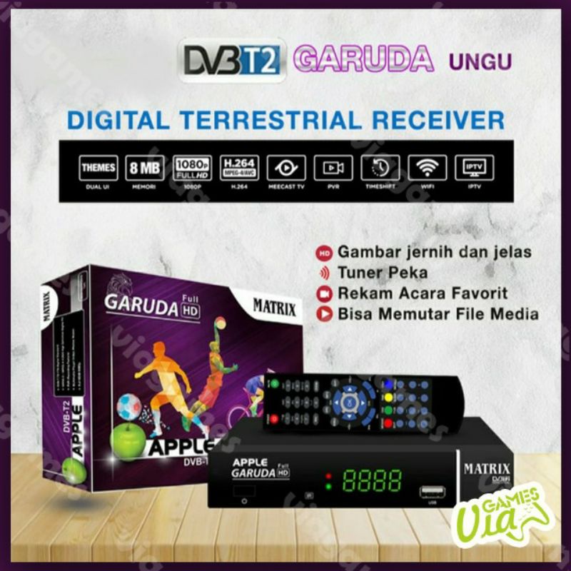 Jual Set Top Box STB Matrix Garuda Receiver TV Digital Ungu Antena UHF ...