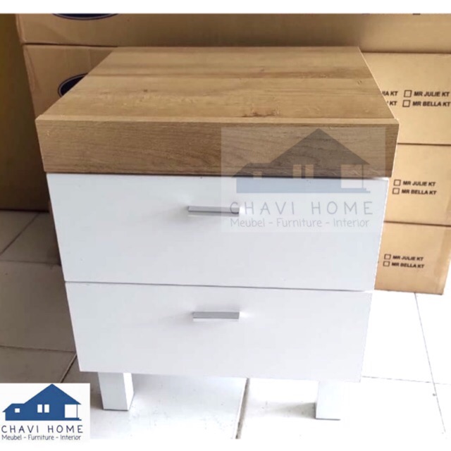 Jual Meja samping meja nakas bed side table dengan 2 laci putih by ...