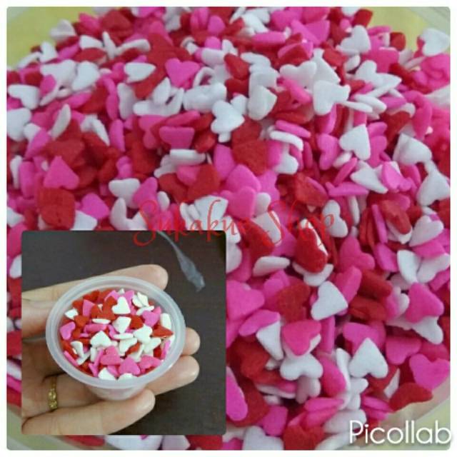 Jual trimit sprinkle mutiara hiasa kue cupcake love heart hati 50gram ...