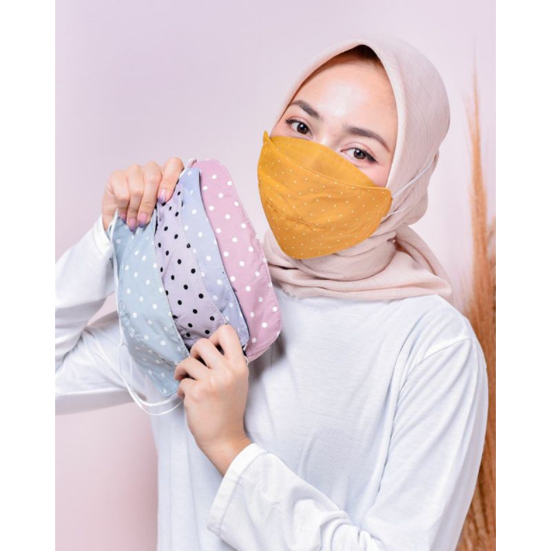 Jual Masker headloop polkadot 3 ply ( masker hijab premium ) | Shopee ...