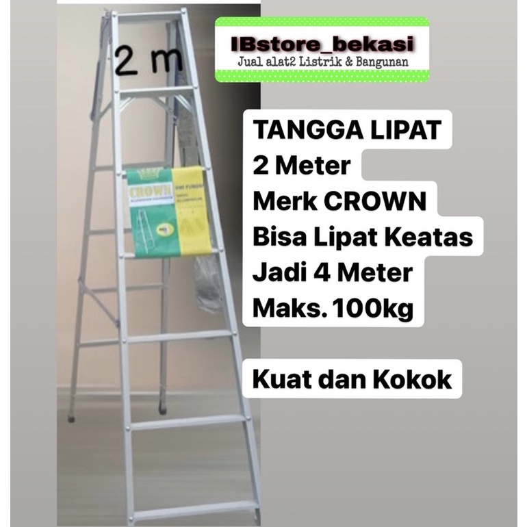 Jual Tangga Lipat Aluminium CROWN 2 meter | Shopee Indonesia