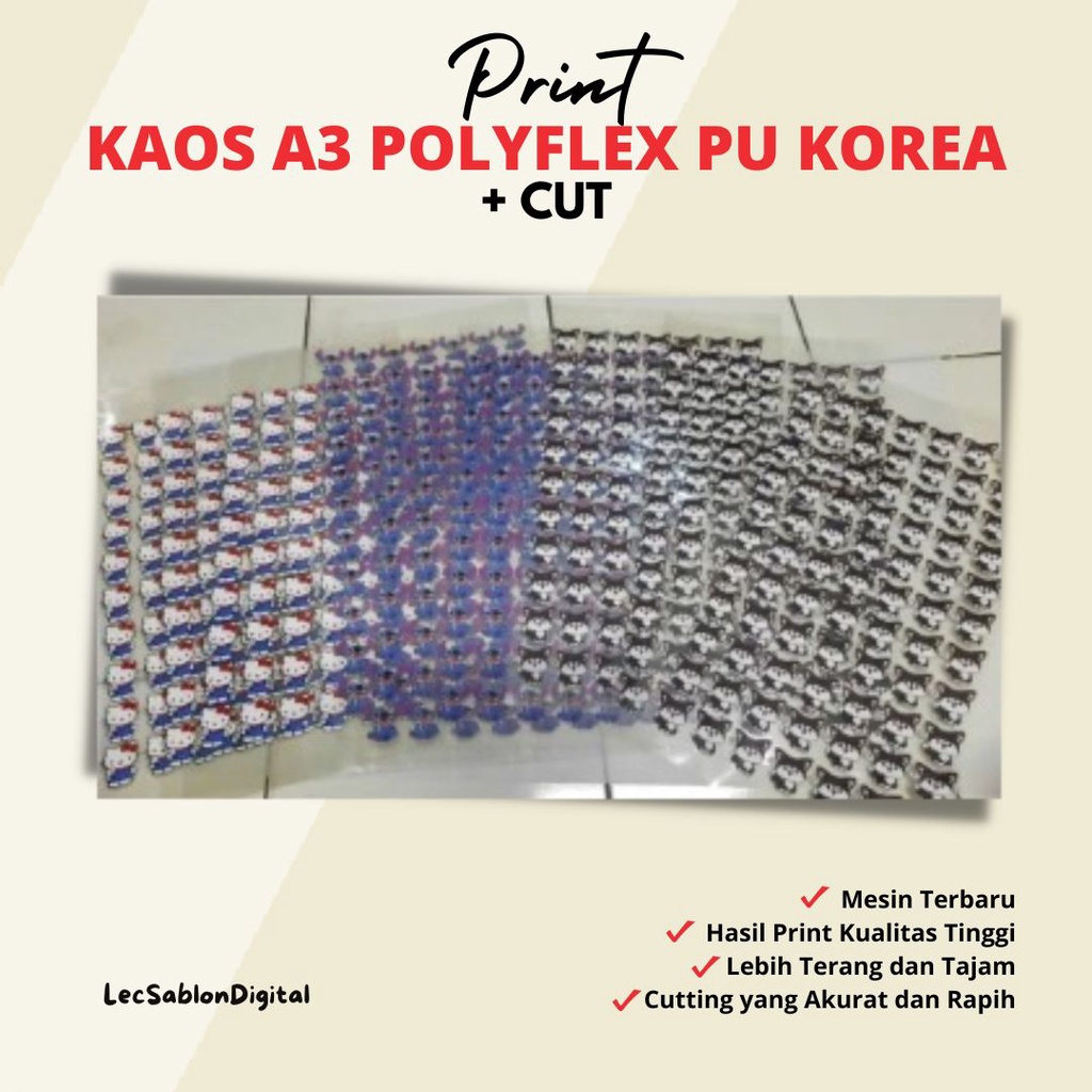 Jual Stiker Cutting & Print Polyflex PU Korea Printable A3 Sablon Kaos ...