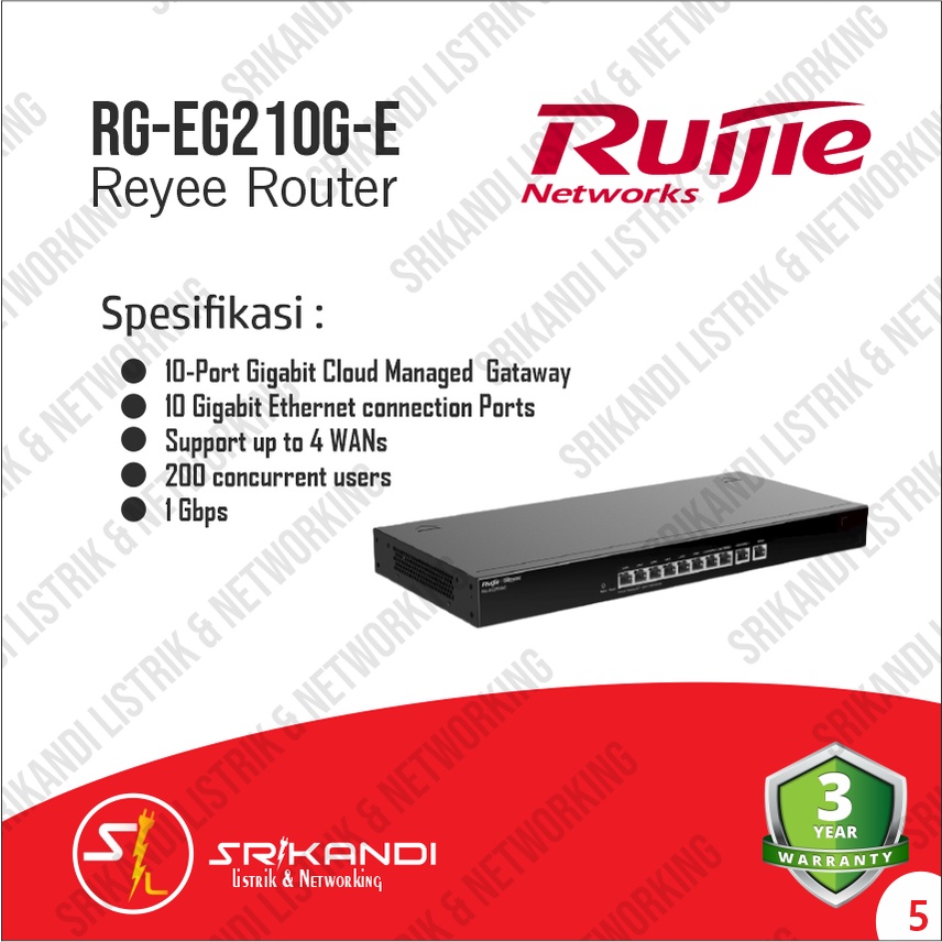 Jual 10-Port Gigabit Cloud Managed Gateway Ruijie Reyee RG-EG210G-E ...