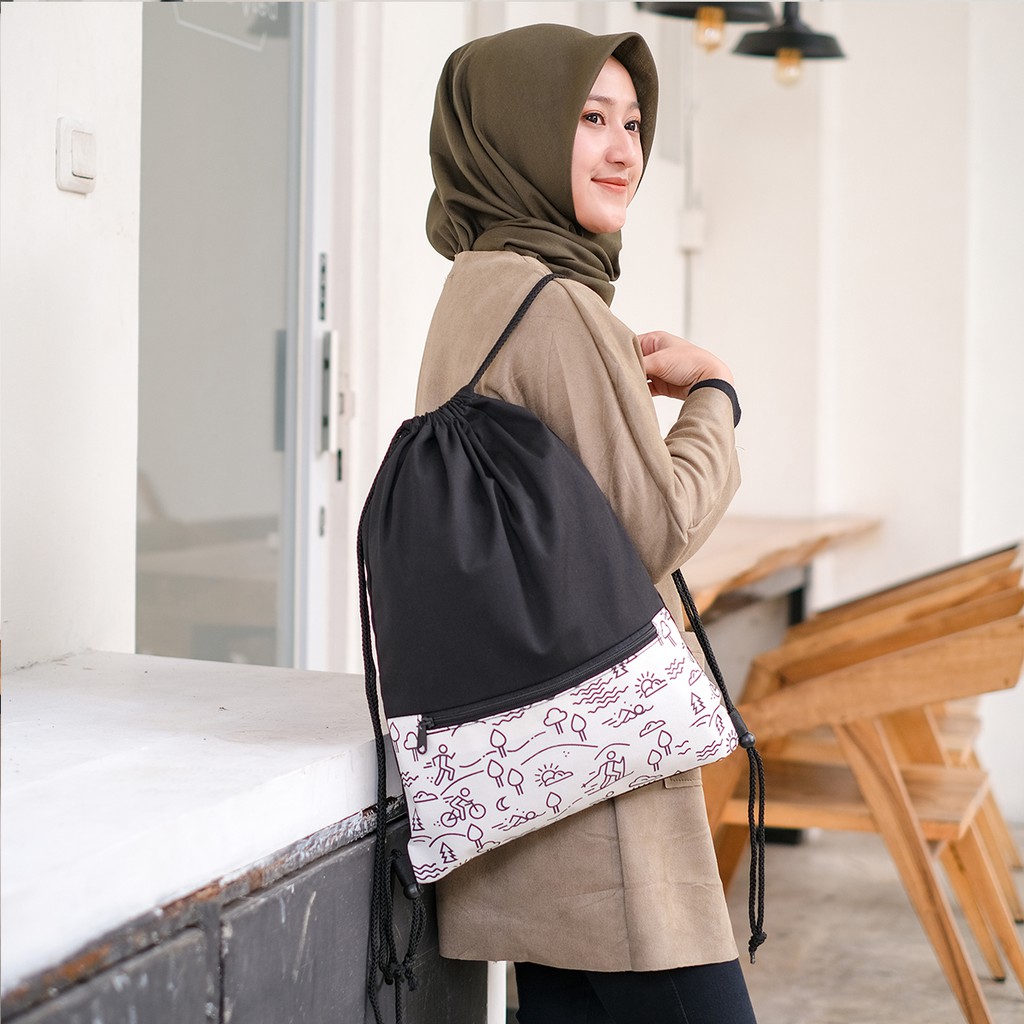 Jual Tas Serut Stringbag String Bag Backpack Tas Punggung Pria Wanita SPNB Kanvas Kombinasi MY ...