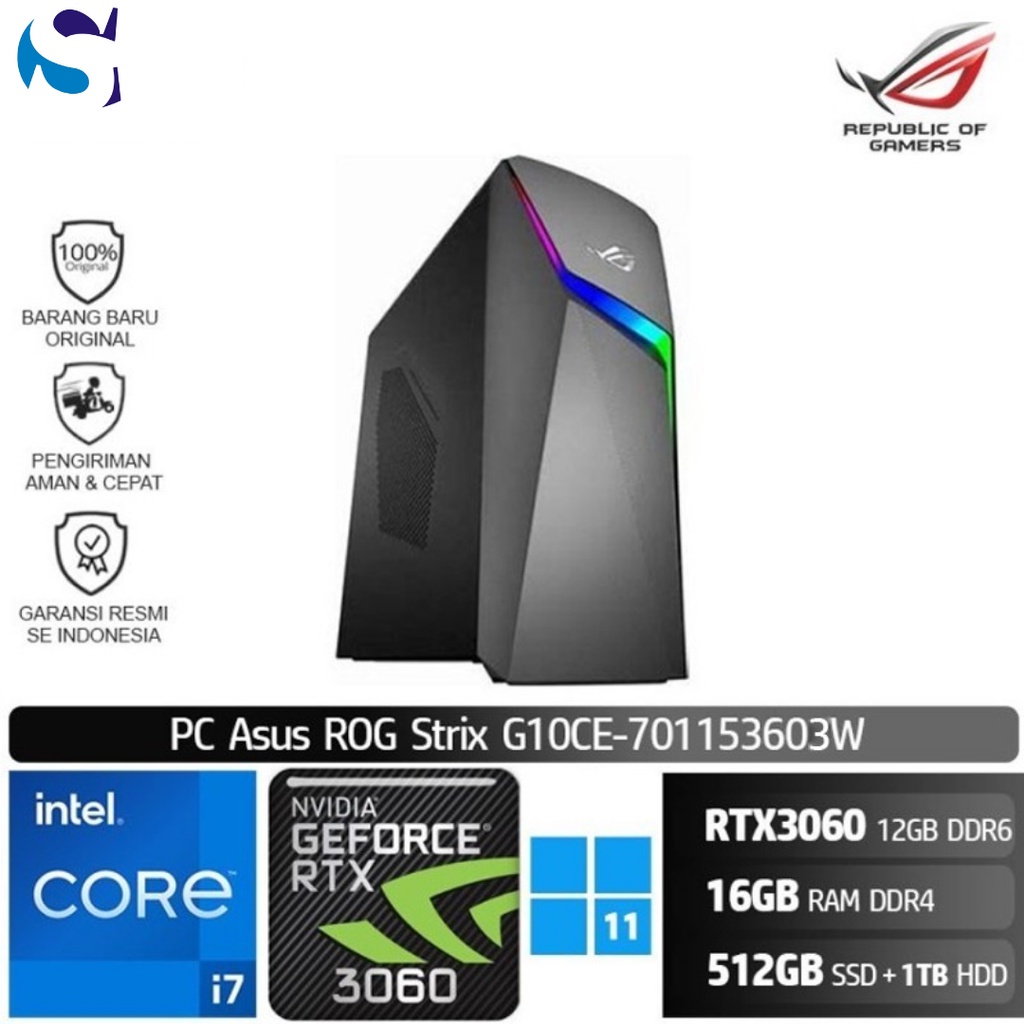 Jual PC Asus ROG Strix G10CE 701153603W i7 11700/16GB/1TB+512GB/RTX3060 ...