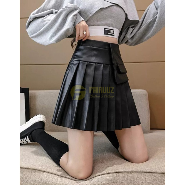 Jual NEW UPDATE : Rok Kulit Rok Mini Kulit Model Tenis Girls Korean ...