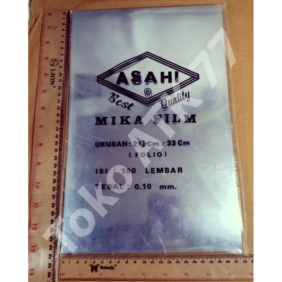 Jual Mica Clear Putih Bening merk Asahi ukuran F4 Folio 1pack = 100 ...