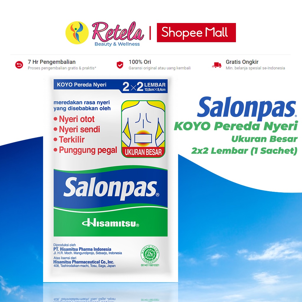 Jual Koyo Salonpas Ukuran Besar 2X2 Lembar - Isi 2 Lembar (1 Sachet ...
