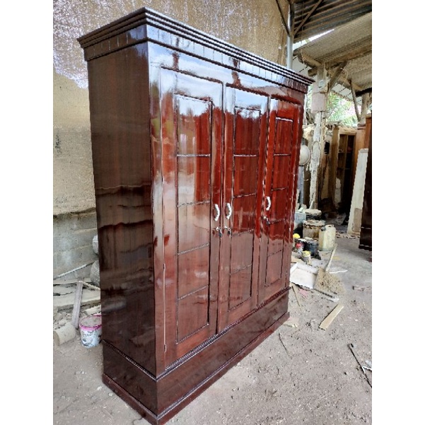 Jual Almari kayu jati pintu 3 lemari kayu lemari kayu murni | Shopee ...