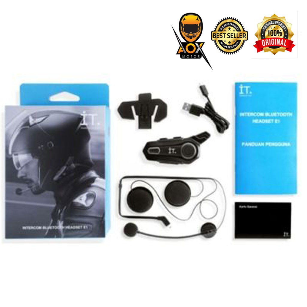 Jual IT Intercom Bluetooth Headset Helm R8 dan E1 Garansi TAM | Shopee ...