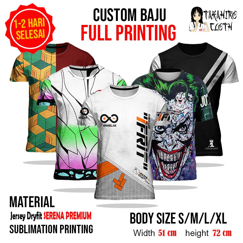 Jual Baju Kaos FULL PRINT CUSTOM SATUAN | Shopee Indonesia