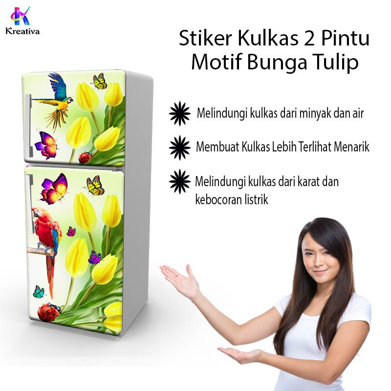 Jual Stiker kulkas 2 pintu motif bunga tulip produk Udshop Wallpaper ...