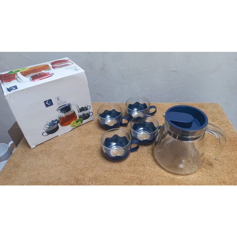 Jual Tea Set Pot 5 in 1/Teko Kaca Set/Kado Gift Tea Set | Shopee Indonesia