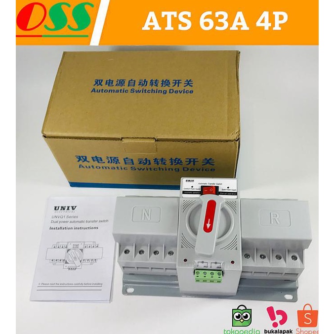 Jual *#*#*#] ATS AUTO TRANSFER SWITCH ATS 63A 4P 4 POLE UNTUK OTOMATIS GENSET | Shopee Indonesia