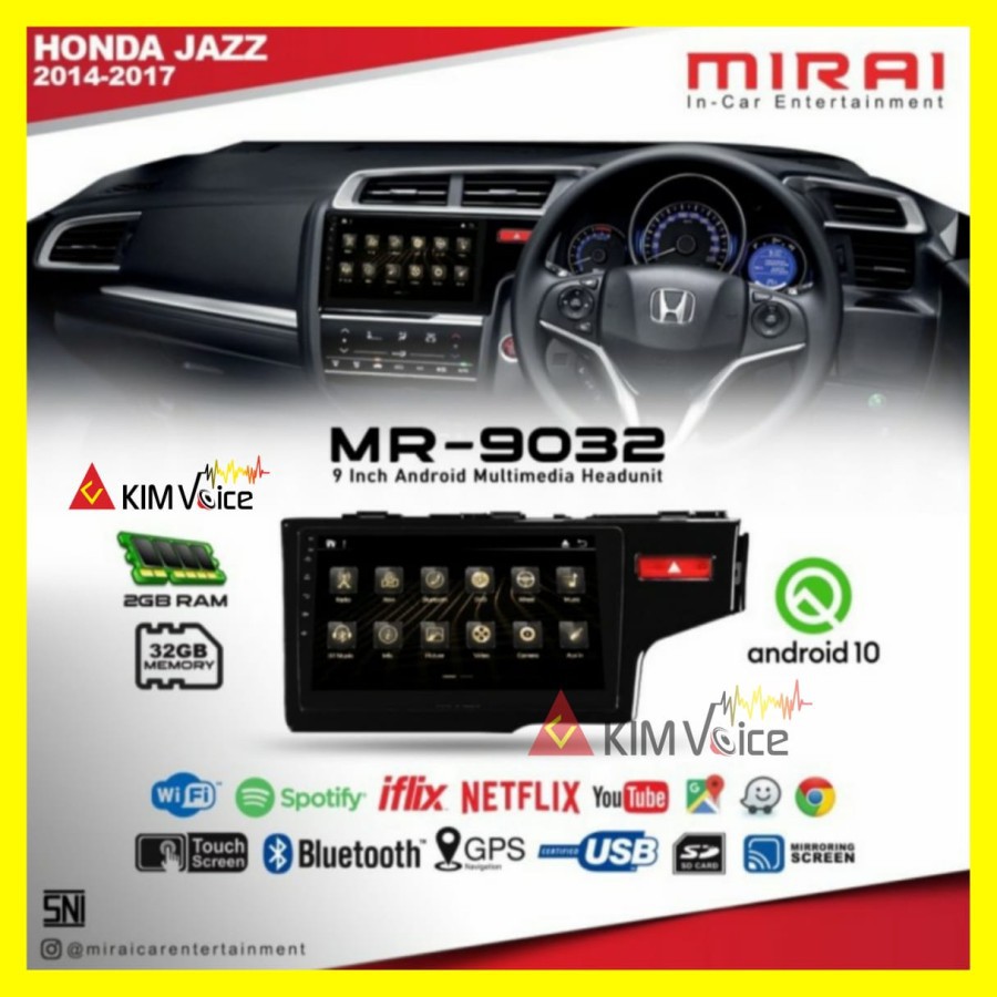 Jual Head Unit Android MIRAI 9/10 inch OEM Jazz 2014 up Soket pnp ...