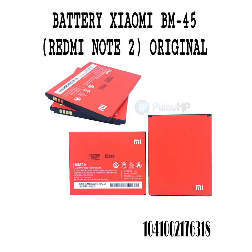 Jual BATTERY XIAOMI BM-45 (REDMI NOTE 2) ORIGINAL | Shopee Indonesia