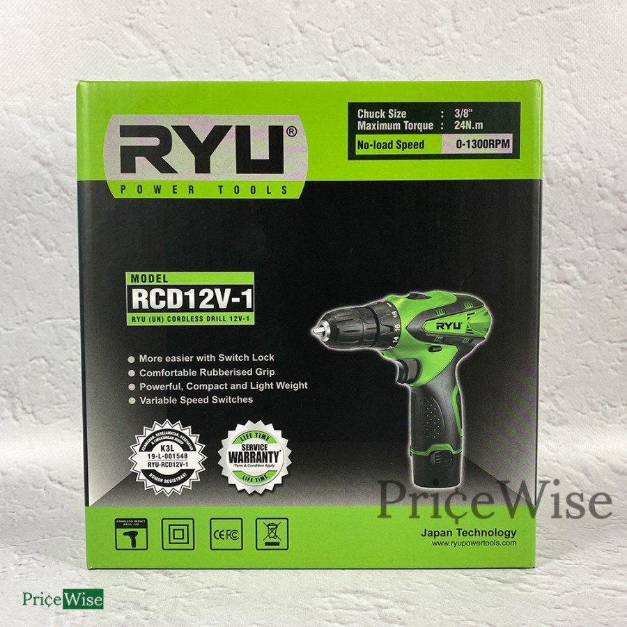 Jual Cordless Drill 12V Ryu RCD12V-1 / Mesin Bor Obeng Baterai Charger ...