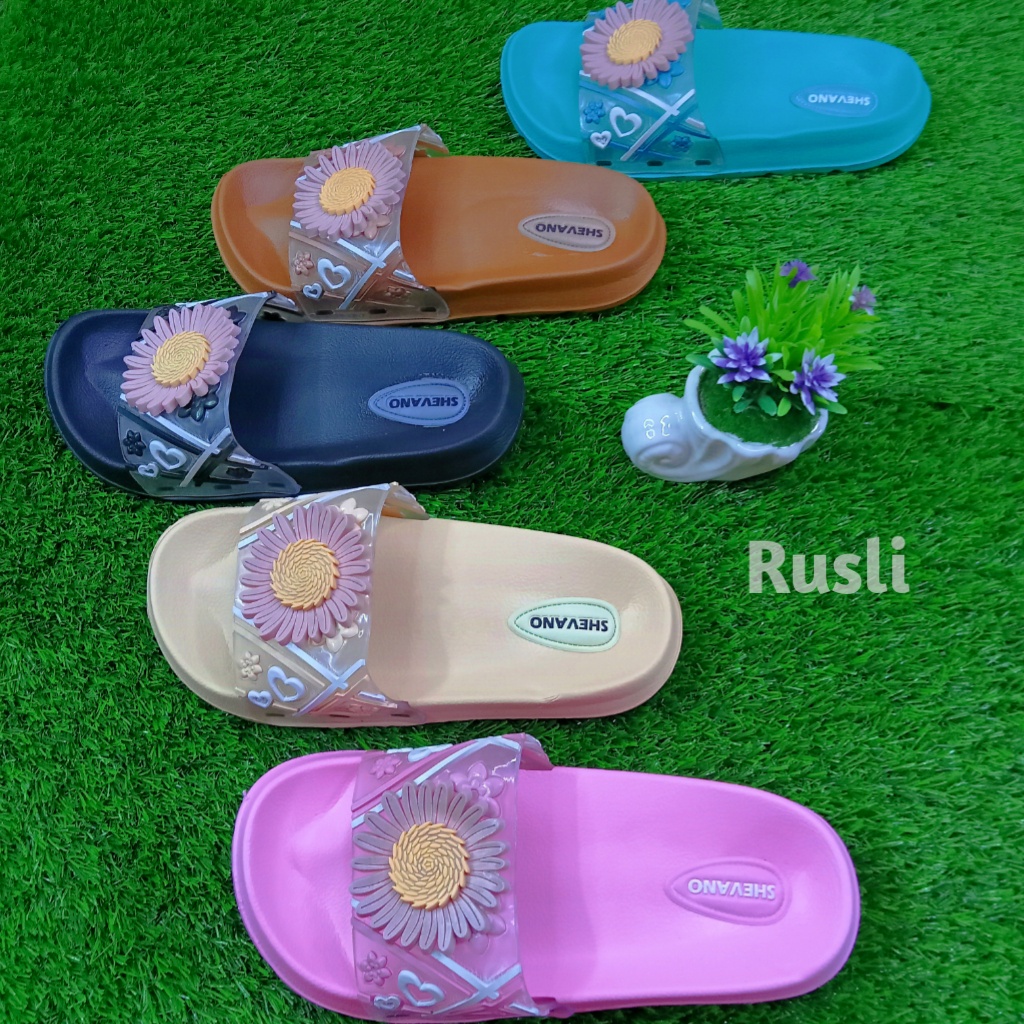 Jual (COD) Sandal Kokop Karet Anak Motif Bunga Matahari Shevano 155 ...