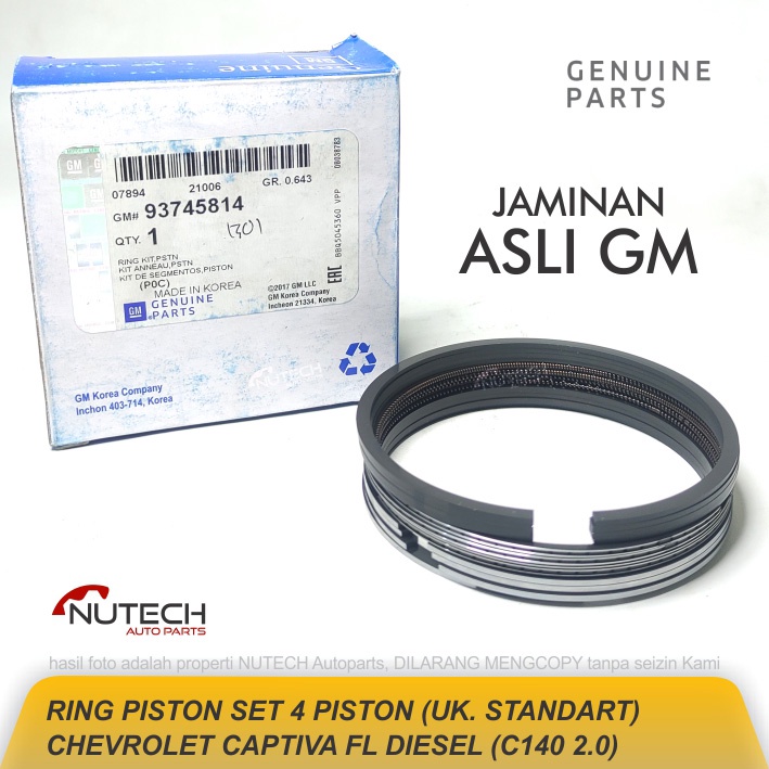 Jual Ring Piston SET 4 Piston Chevrolet Captiva FL Diesel C140 Original ...
