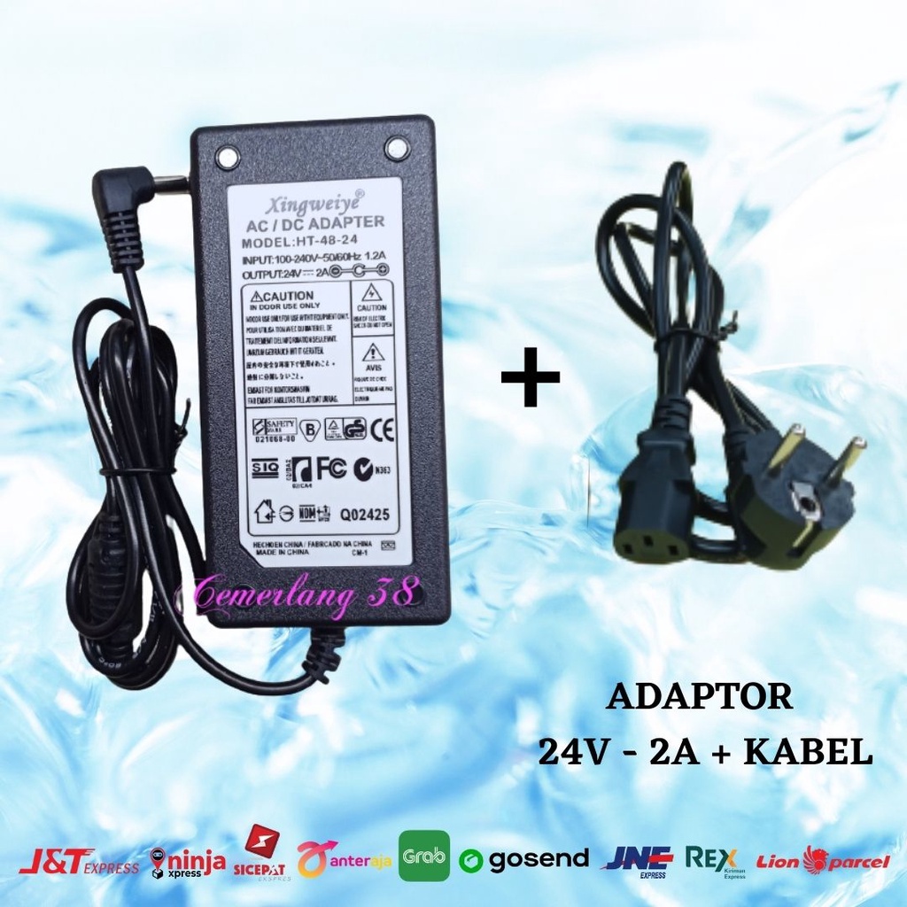 Jual Adaptor 24V 2A + kabel Power Supply Switching Adaptor 24 Volt 2 A 150 CM | Shopee Indonesia