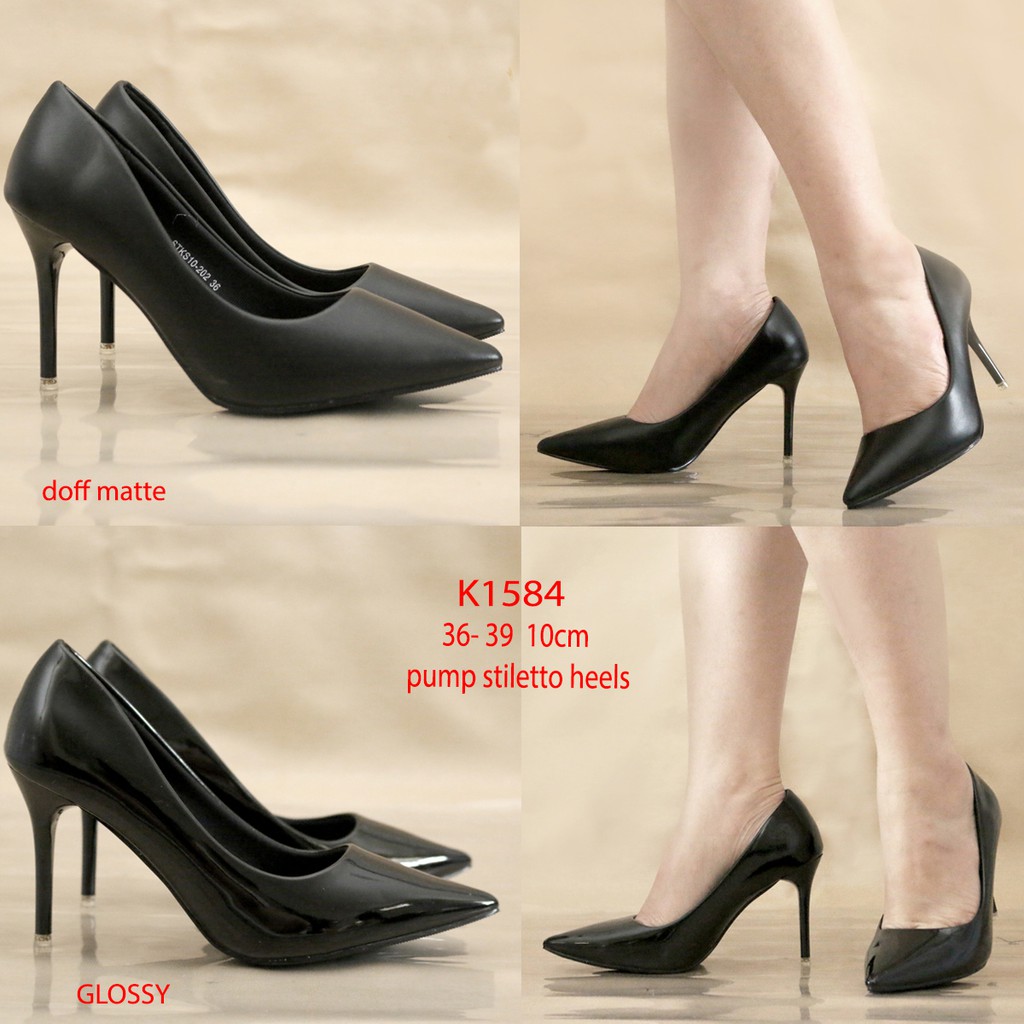 Jual Sepatu Heels 10cm Hitam Fashion Import - Glossy Dove Pantofel ...
