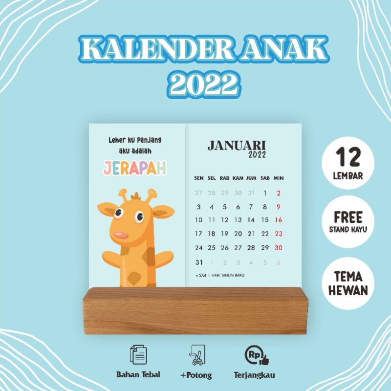 Jual KALENDER ANAK-ANAK TEMA HEWAN 2022 | Shopee Indonesia