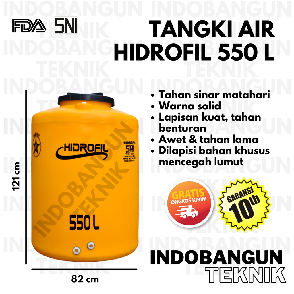 Jual Toren Air Tangki Air Tandon Air Hidrofil 500 Liter 550 Liter Harga ...